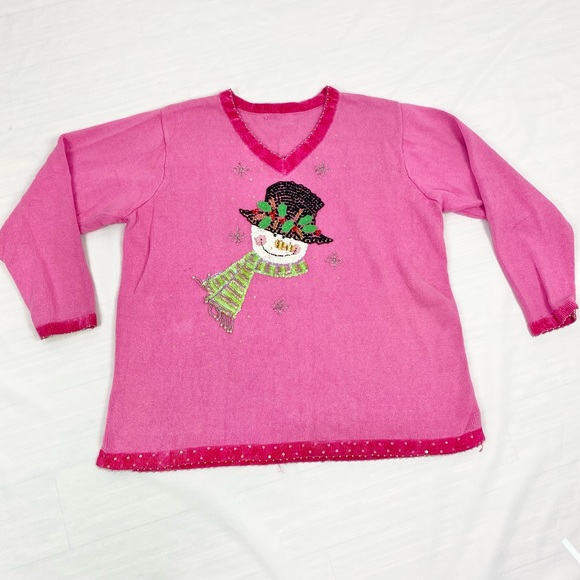Quacker Factory | Sweaters | Quacker Factory Sweater Pink Snowman ...